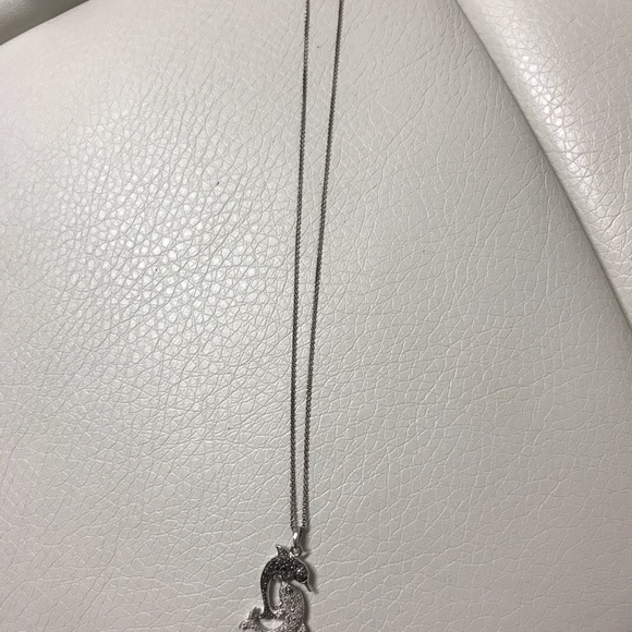 Jewelry | Double Dolphin Sterling Silver Diamond Necklace | Poshmark